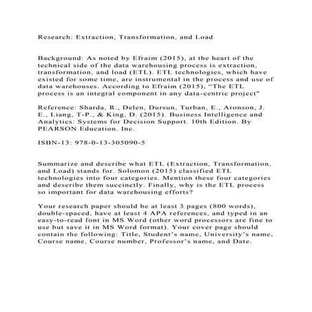 Research Extraction, Transformation, and LoadBackground As n.docx