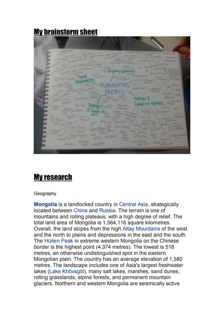 Humanities project timetable | PDF