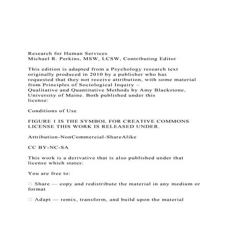 Research for Human Services Michael R. Perkins, MSW, LCS.docx