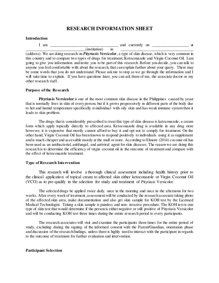 Research Information Sheet Research Information Sheet