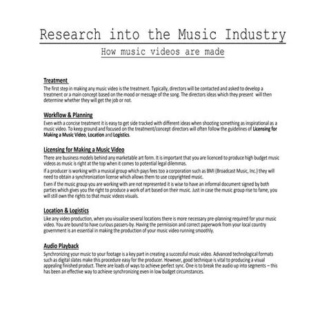 Research into music video | PPT