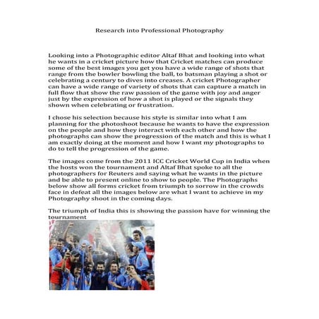 Research into professional photography | DOCX