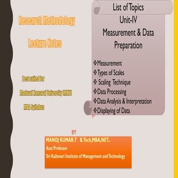Research methodlogy unit-iv-measurement and data preperation_For BBA_B ...