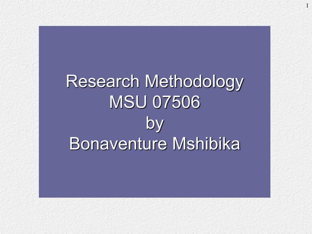 Research methodology notes | PDF