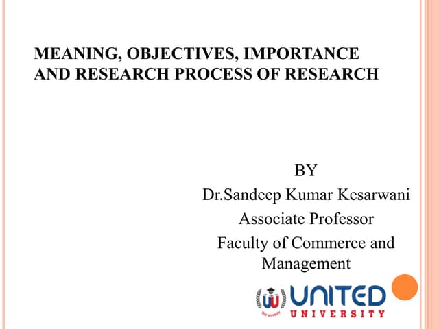 objectives of research | PPTX | Science