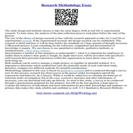 Research Methodology Essay | PDF