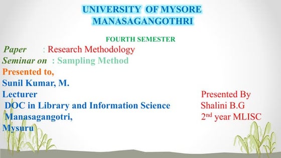 Research Methodology-Sample Design | PPTX | Science