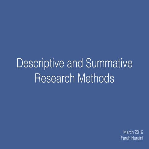 Descriptive and Summative Research Methods | PDF