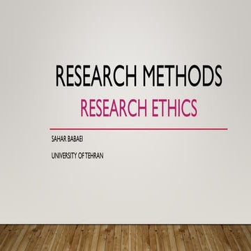 RESEARCH METHODS RESEARCH ETHICS FROM UNIVERSITY OF TEHRAN | PDF