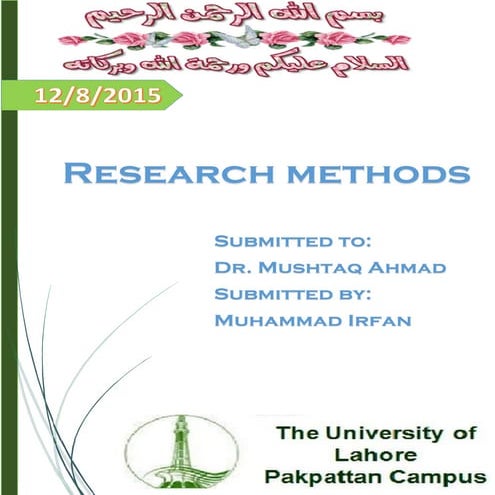 Research methods (arfan rai) assignment | PDF