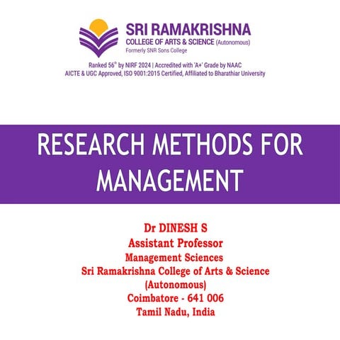 Introduction to Research Methods for Management | PPT