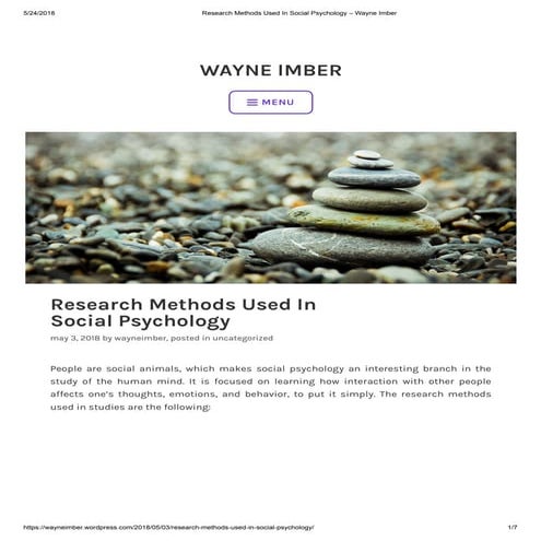 Research methods used in social psychology | PDF