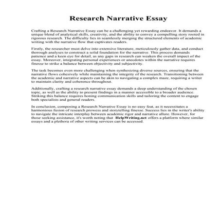 Research Narrative Essay.pdf | Freelance Writing | Content Production