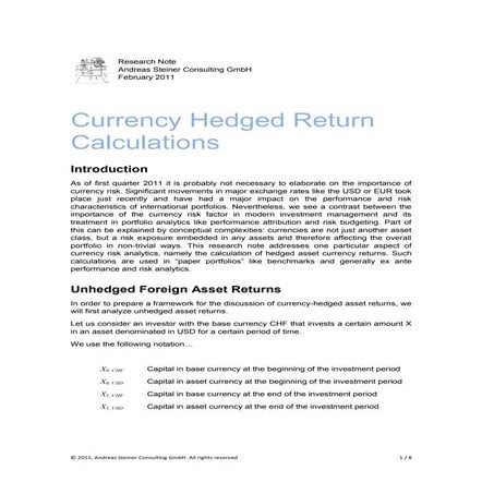 Currency Hedged Return Calculations | PDF