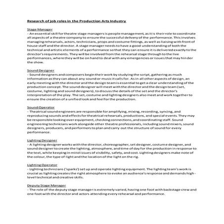Job Opportunities In Theatre | DOC