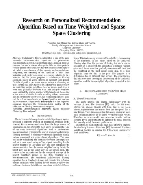 Researchonpersonalizedrecommendationalgorithmbasedontimeweightedandsparsespace 4832