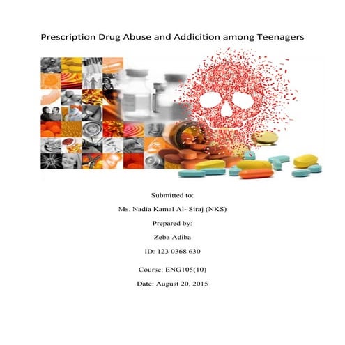 Research on Prescription Drug Abuse and Addiction Among Teenagers | PDF