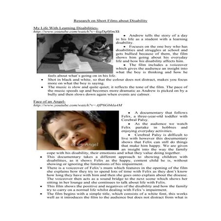 Research on short films about disability | DOCX