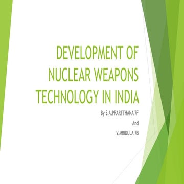 Research Paper - Development of nuclear weapons technology in India ...