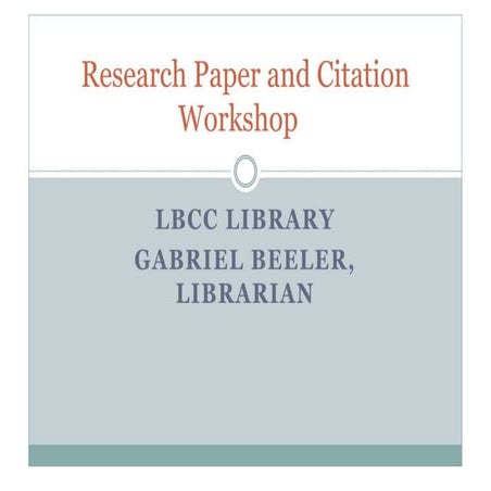 Research Paper And Citation Workshop | PDF