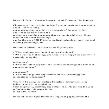 Research Paper Current Perspective of Consumer Technology .docx
