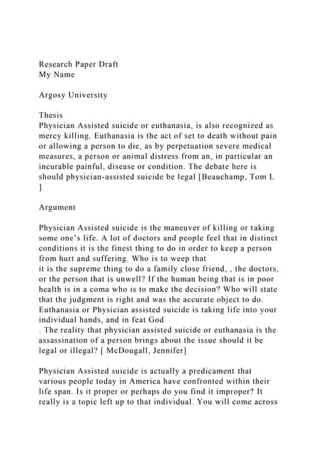 Should Physician Assisted Suicide be legal | DOCX | First Aid | Injuries