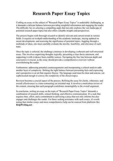 Example Of Research Essay. Weber State University | PDF