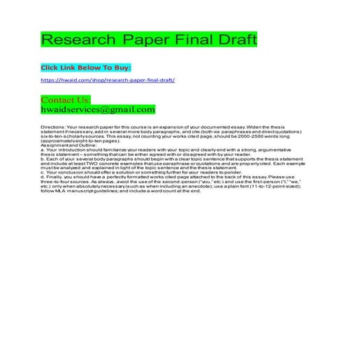 Research paper final draft | PDF
