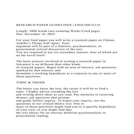 RESEARCH PAPER GUIDELINES ENGLISH G110 Length 2000 word.docx | Homework ...