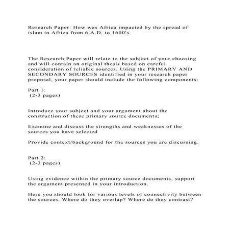 Research Paper How was Africa impacted by the spread of islam in Af.docx