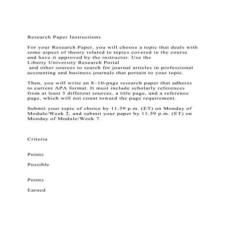 Research Paper InstructionsFor your Research Paper, you will.docx