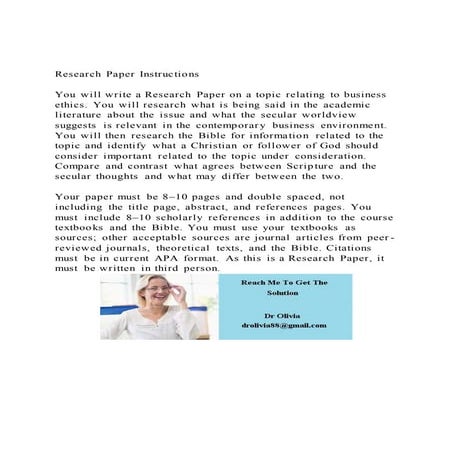 Research paper instructions you will write a research paper o | PDF