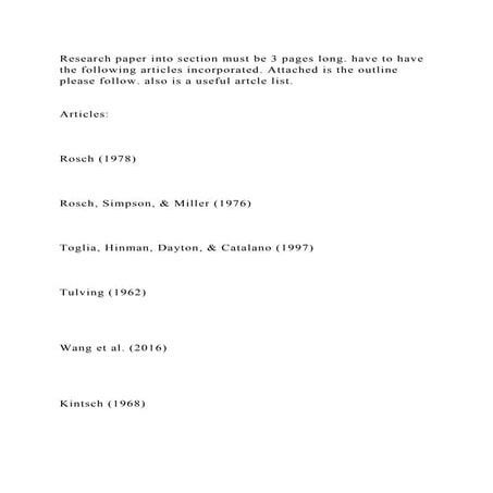 Research paper into section must be 3 pages long. have to have the f.docx