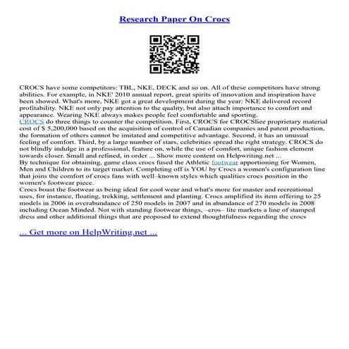 Research Paper On Crocs | PDF
