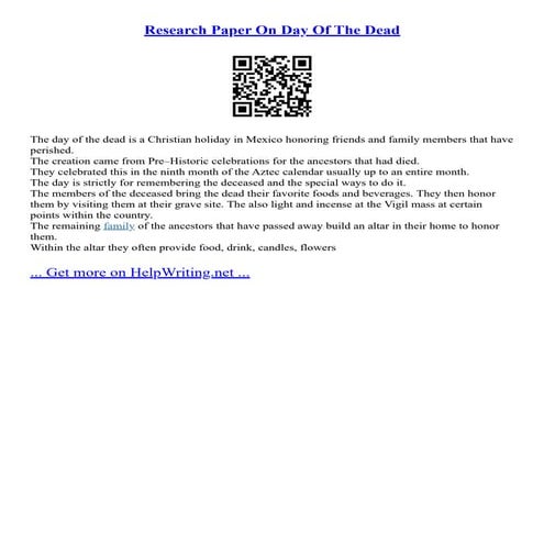 Research Paper On Day Of The Dead | PDF