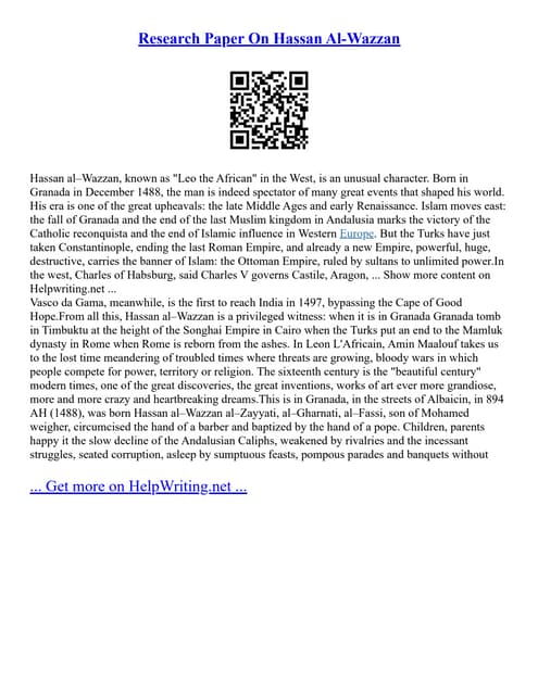 Research Paper On Hassan Al Wazzan Pdf