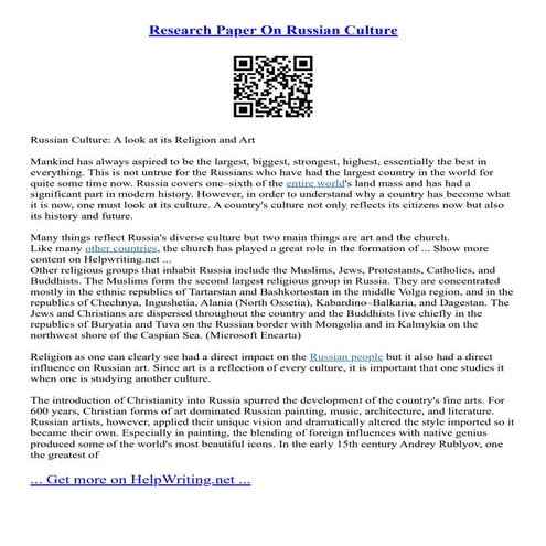 Research Paper On Russian Culture | PDF