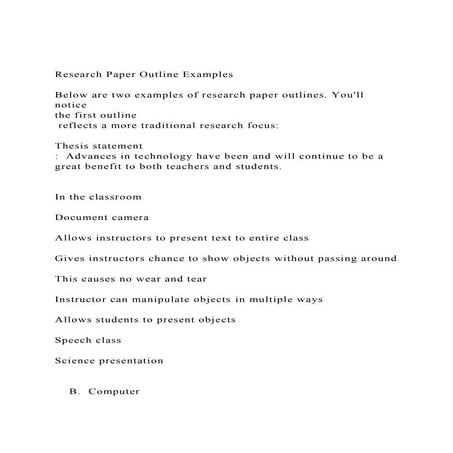 Thesis Paper Outline Example Research Paper Outline Example
