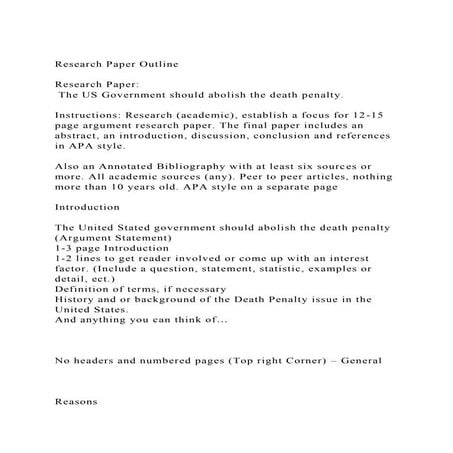 Research Paper OutlineResearch Paper The US Government shou.docx ...