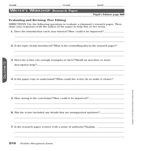 Research paper peer edit sheet | PDF