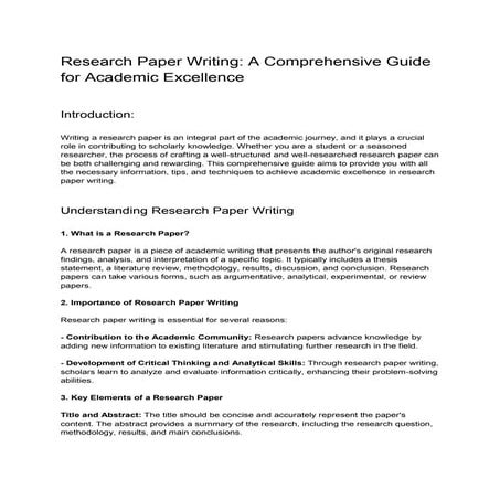 Research Paper Writing_ A Comprehensive Guide for Academic Excellence | PDF