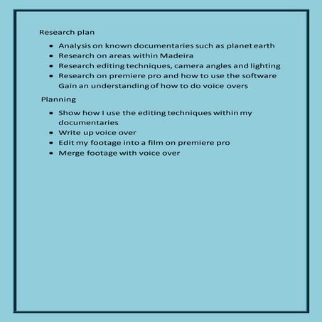 Research plan | DOCX | Documentary | Genres