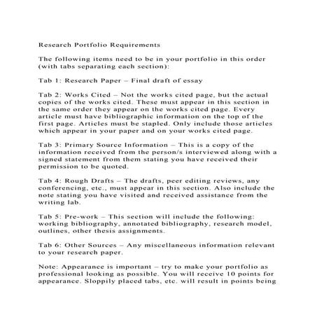 Research Portfolio RequirementsThe following items need to be .docx