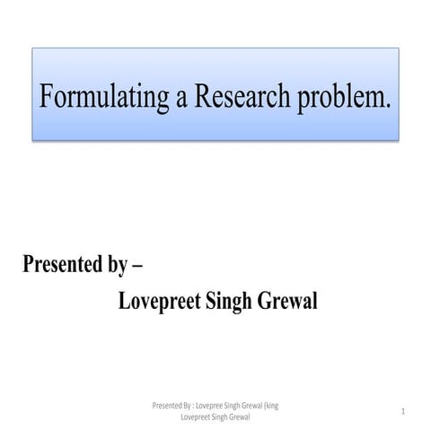 Research problem, | PPTX