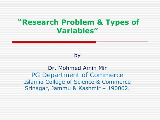 Understanding the Research Process (Statement of the Problem) | PPT