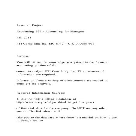 Research project accounting 526 accounting for managers | DOCX