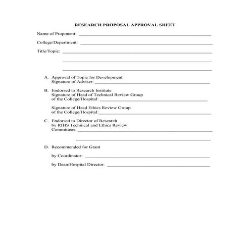 Research proposal approval sheet | DOC