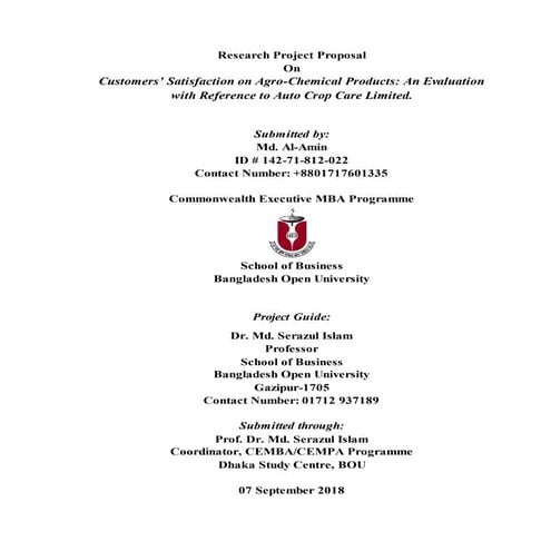 Customers’ Satisfaction on Agro-Chemical Products: An Evaluation with ...