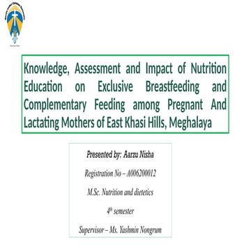 PPT about knowledge , Assessment and Impact of Nutrition Education on ...