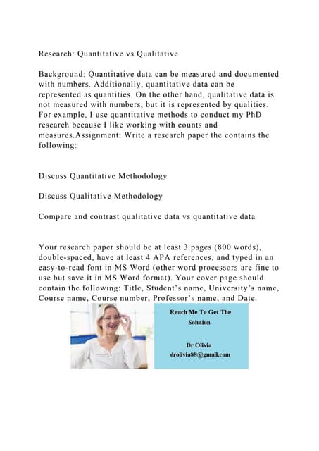 Research Quantitative vs QualitativeBackground Quantitative data c.docx